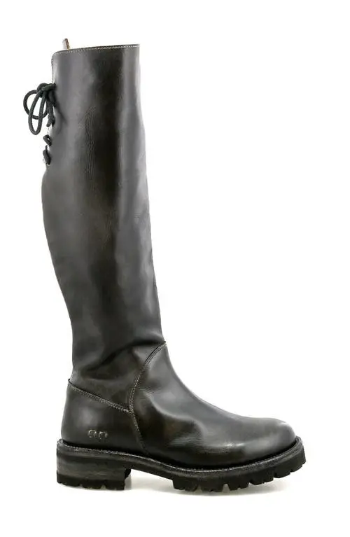 Bed Stu Tall Leather Lace-up Zip Up Boots - Black Rustic