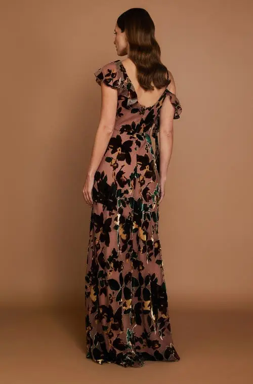 SIX STORIES Floral Devoré Strappy Dress