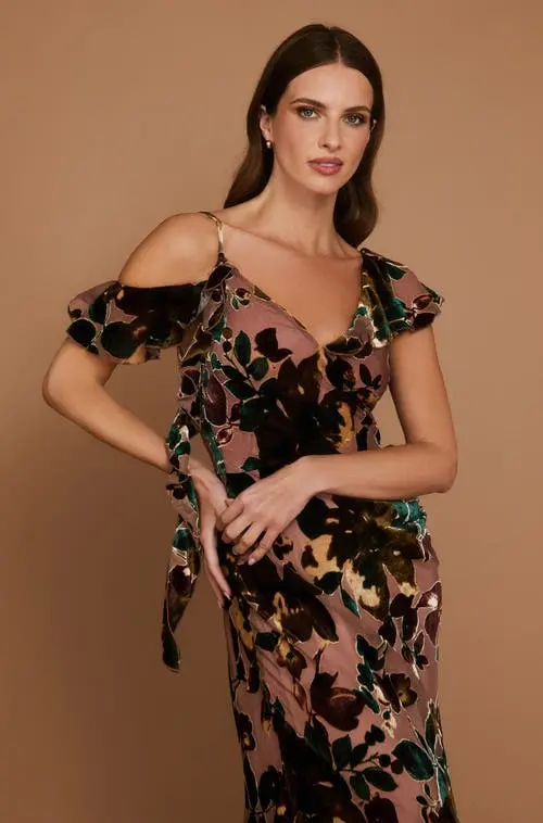 SIX STORIES Floral Devoré Strappy Dress