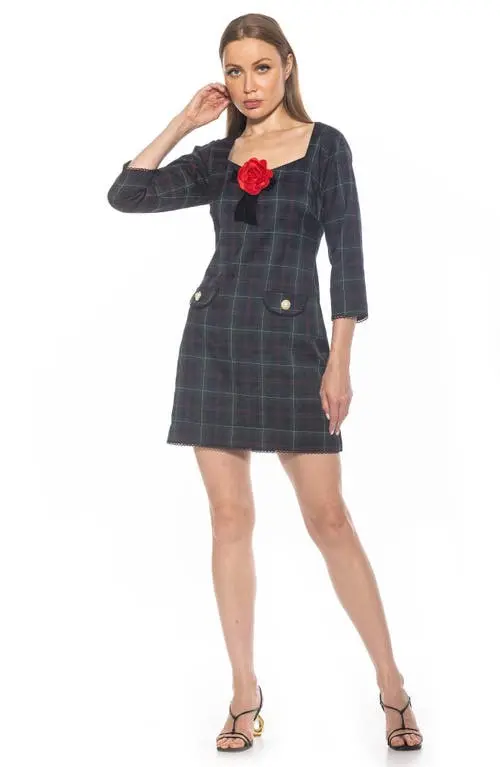 ALEXIA ADMOR Plaid Sheath Minidress - Green Plaid