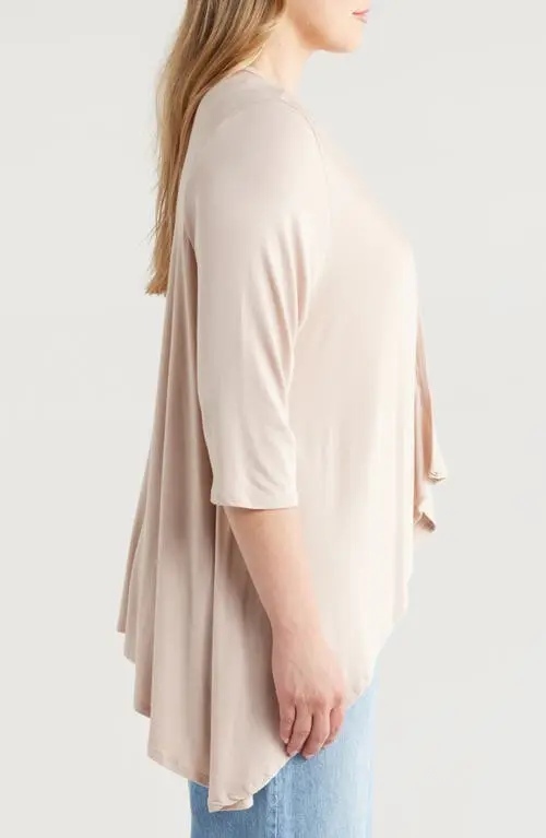 24SEVEN COMFORT APPAREL Draped Open Front Cardigan - Beige