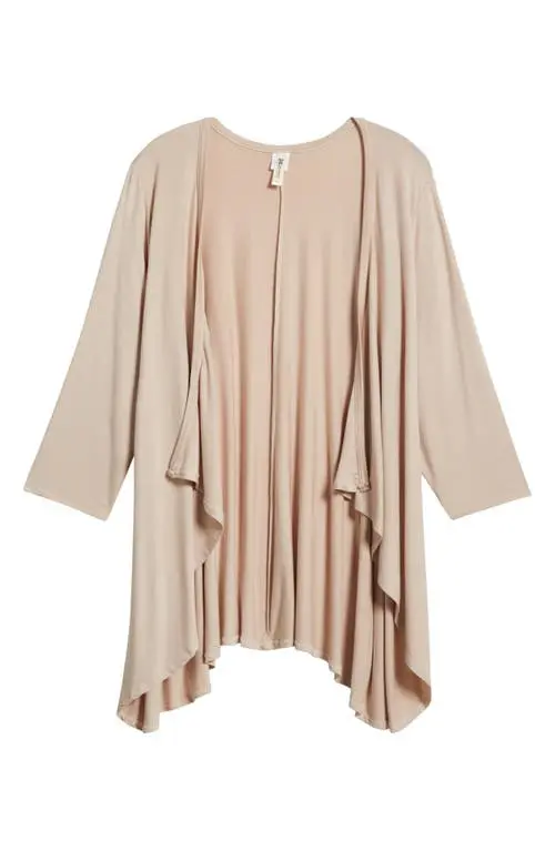 24SEVEN COMFORT APPAREL Draped Open Front Cardigan - Beige