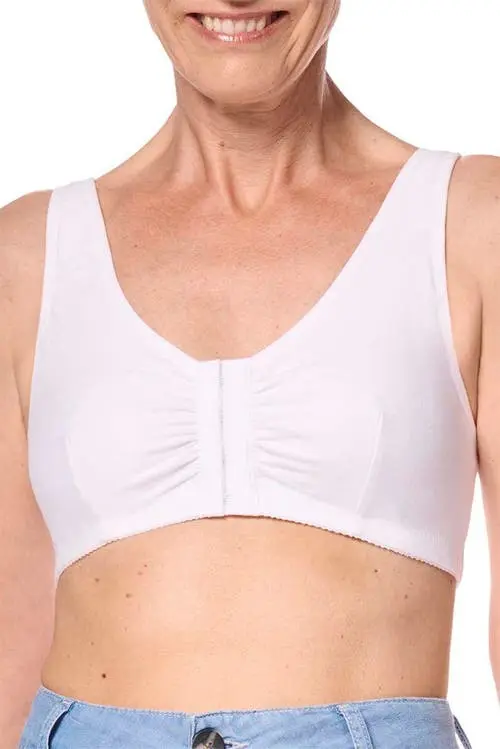 AMOENA Fleur Wire-free Front Closure Bra - White