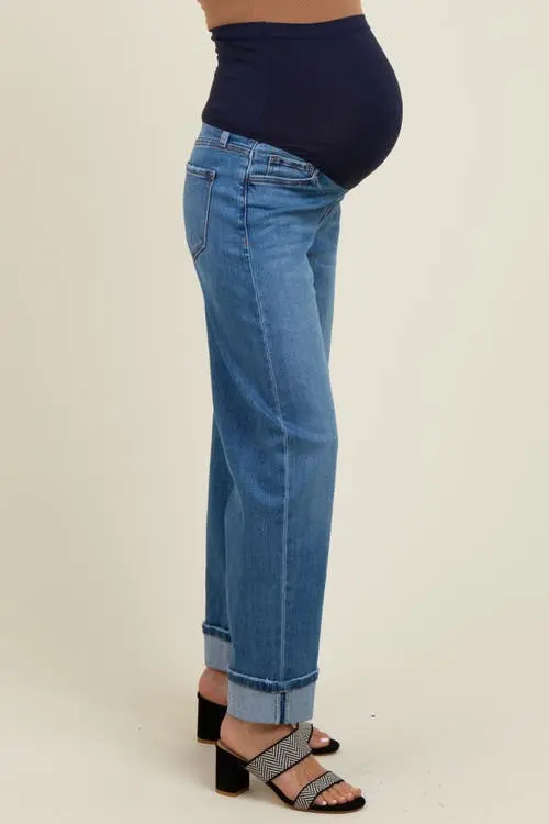 PINKBLUSH Rolled Cuffed Barrel Leg Maternity Jeans
