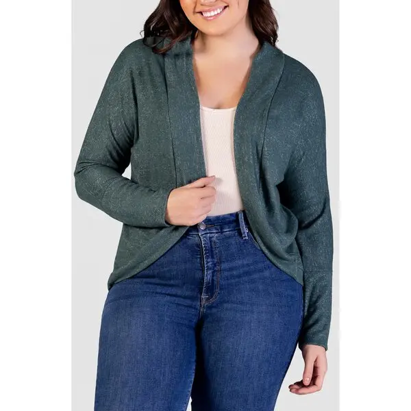 24SEVEN COMFORT APPAREL Curved Hem Bolero Jacket - Hunter