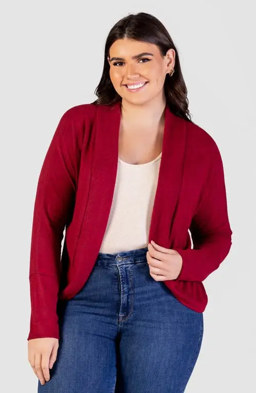 24SEVEN COMFORT APPAREL Curved Hem Bolero Jacket - Red