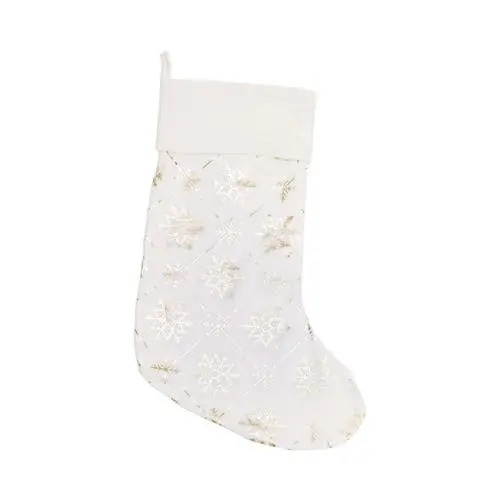C&F HOME 20" White & Foil Snowflakes Hanging Large Christmas Xmas Stocking - Gold