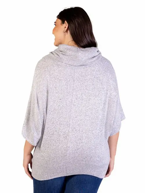 24SEVEN COMFORT APPAREL Cowl Neck Dolman Sleeve Top - Grey