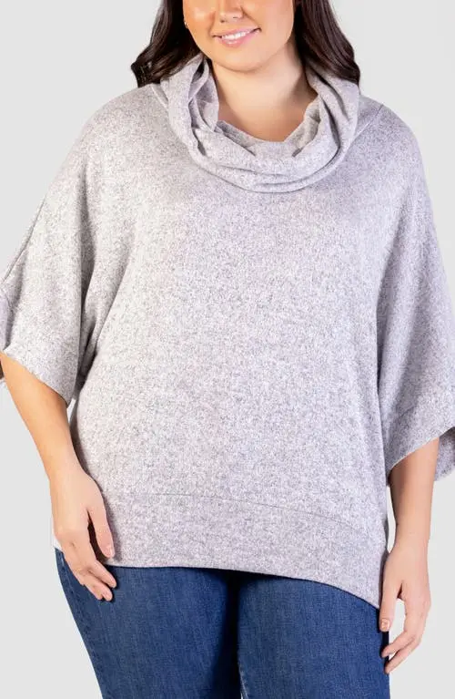 24SEVEN COMFORT APPAREL Cowl Neck Elbow Sleeve Sweater - Grey