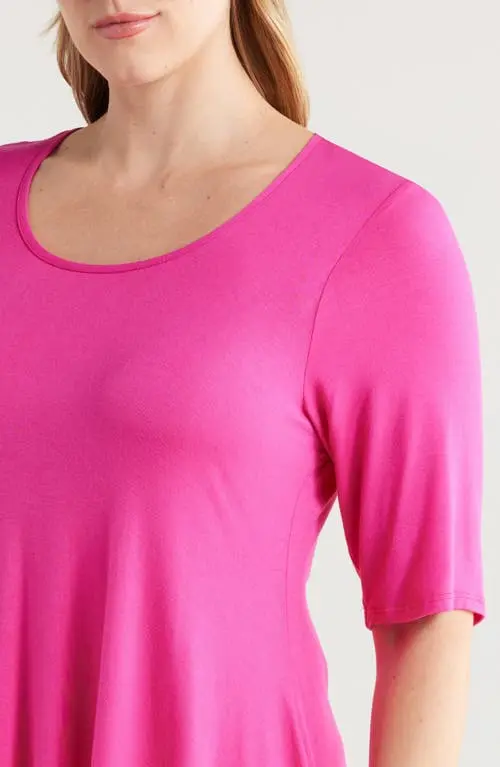 24SEVEN COMFORT APPAREL Asymmetrical Hem Tunic Top - Pink