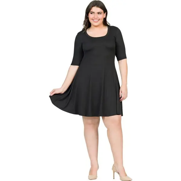 24SEVEN COMFORT APPAREL Scoop Neck Jersey Dress - Black