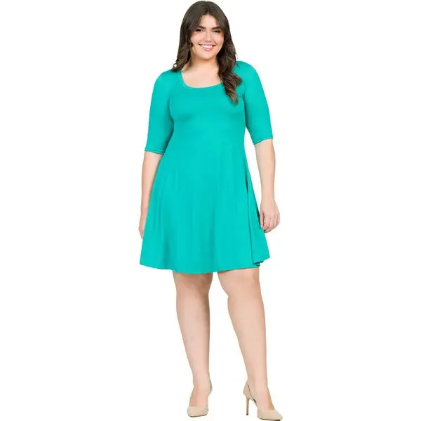 24SEVEN COMFORT APPAREL Scoop Neck Jersey Dress - Jade