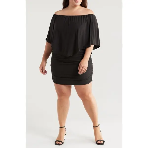 24SEVEN COMFORT APPAREL Convertible Neck Body-con Dress - Black