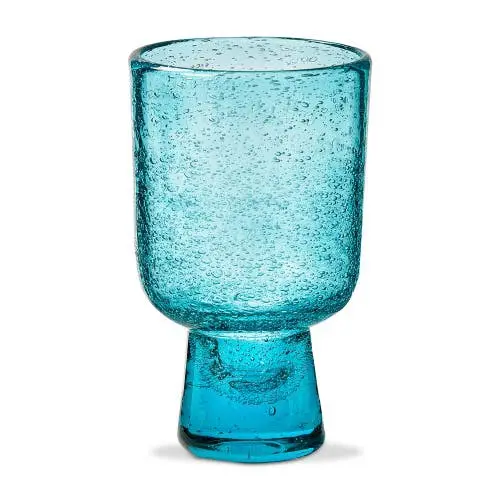TAG Bubble Glass Footed Aqua Drinking Glasses10oz