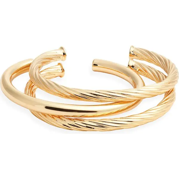Nordstrom Twist Cuff Bracelets Set Of 3 - Gold
