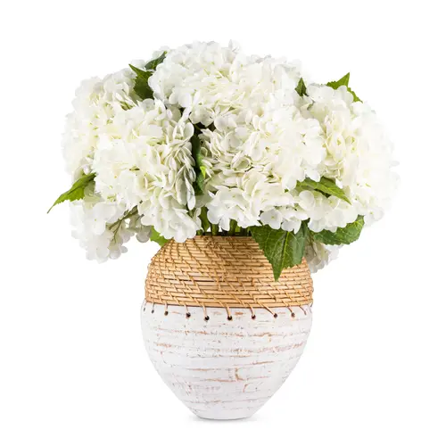 COCOBELLA Viviana Realtouch Hydrangea Stoneweave Arrangement - Snow