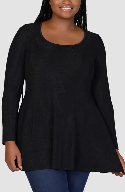 24SEVEN COMFORT APPAREL Metallic Tunic Top - Black