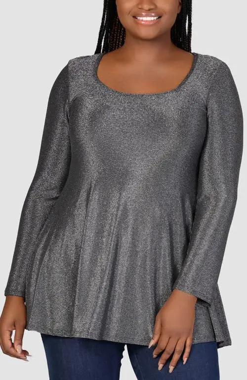 24SEVEN COMFORT APPAREL Metallic Tunic Top - Silver