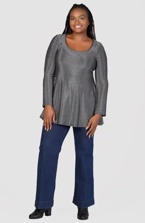 24SEVEN COMFORT APPAREL Metallic Tunic Top - Silver