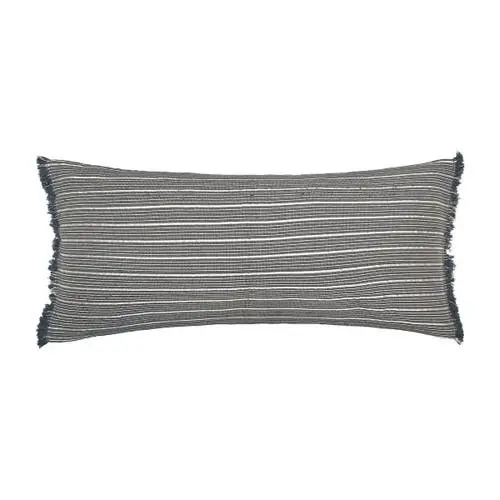 ELISABETH YORK Idora Hand-woven Cotton Decorative Throw Pillow With Fringe Edges - Grey