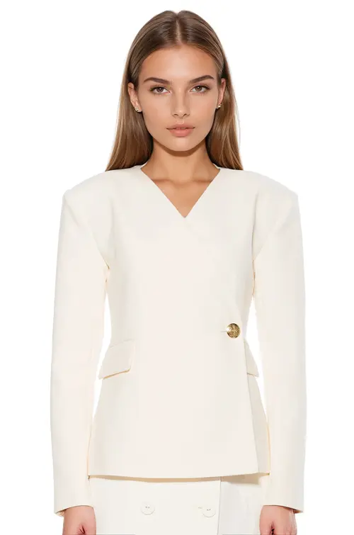 ALEXIA ADMOR Alira Single Button Wrap Blazer - Oat