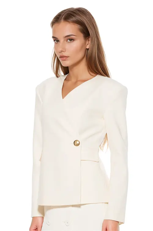 ALEXIA ADMOR Alira Single Button Wrap Blazer - Oat