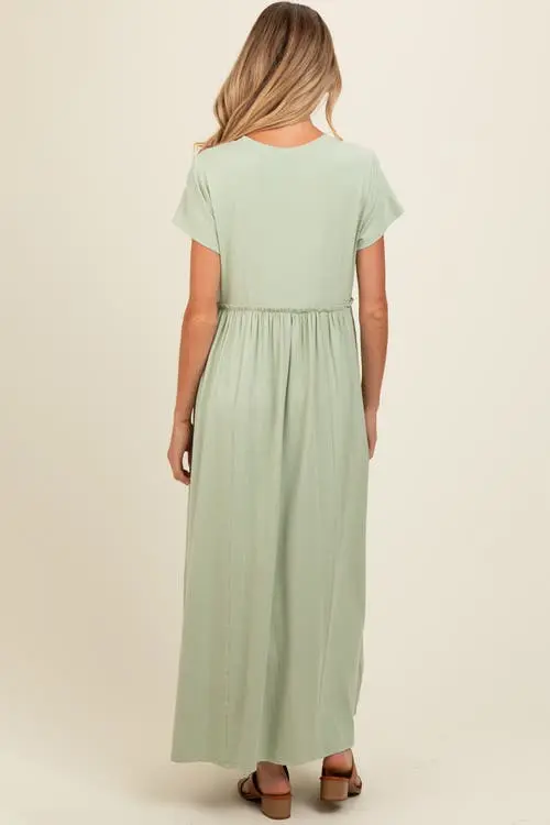PINKBLUSH Ruffle Trim Empire Waist Maternity Maxi Dress