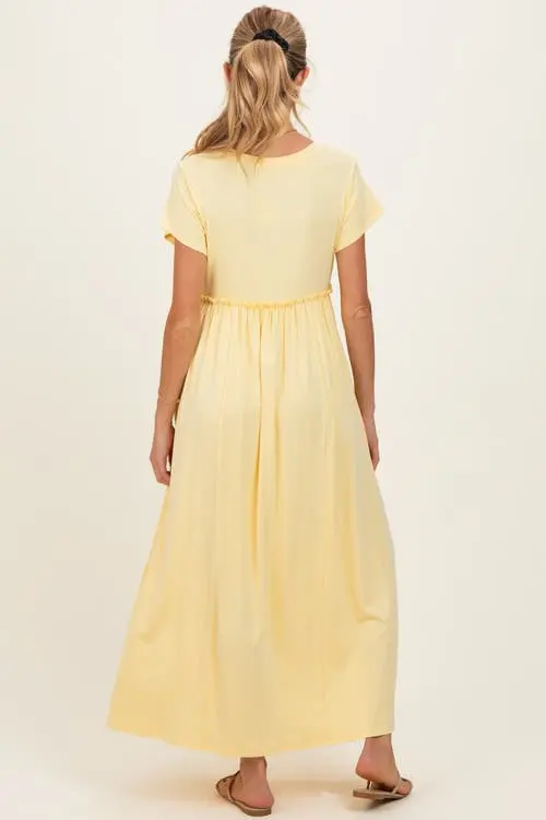 PINKBLUSH Ruffle Trim Empire Waist Maternity Maxi Dress