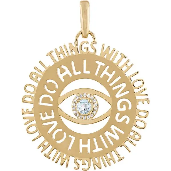 EDEN PRESLEY 14k Gold, Blue Topaz, And Diamond Evil-eye Medallion Pendant - Metallic Gold