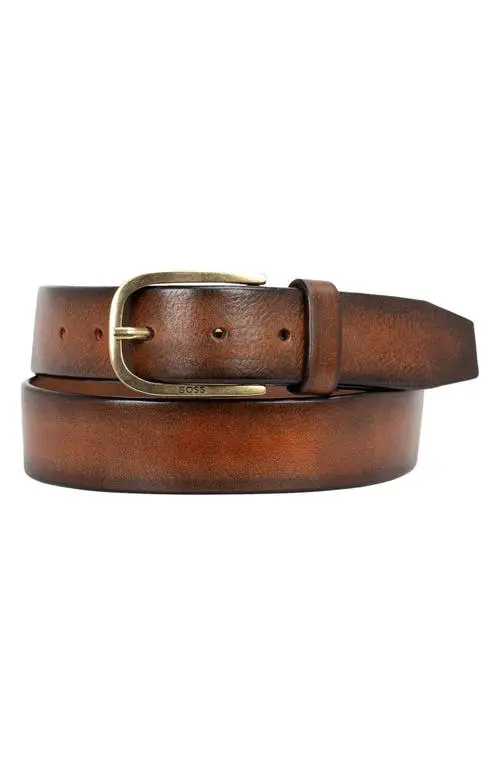 BOSS Kai Full Grain Leather Belt - Dark Brown