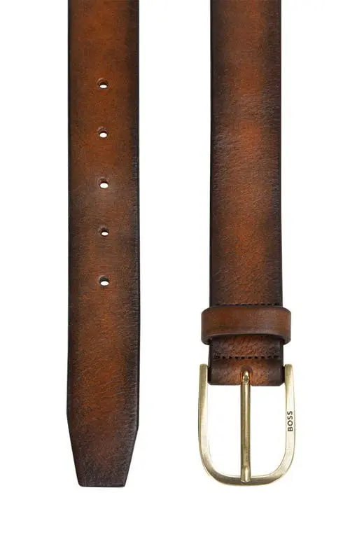 BOSS Kai Full Grain Leather Belt - Dark Brown