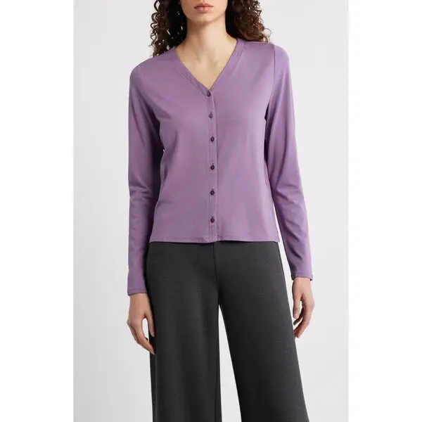 Eileen Fisher Boxy Button-up Top - Mulled Grape