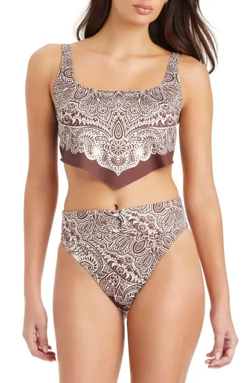 Sanctuary Printed Handkerchief Hem Tankini Top