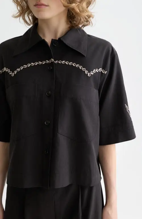 Scotch & Soda Boxy Short-sleeve Button-up Shirt