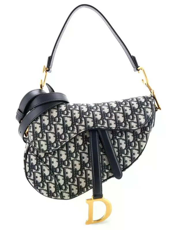 Dior Saddle Handbag With Strap Oblique Canvas - Blue