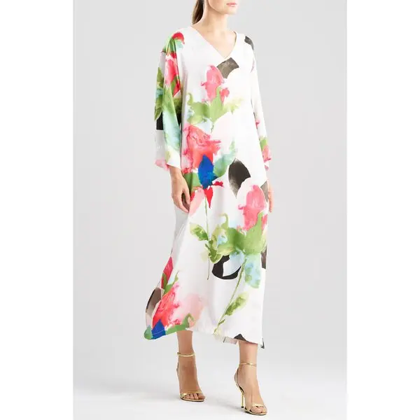 Natori Calypso Long Sleeve Nightgown - White Multi