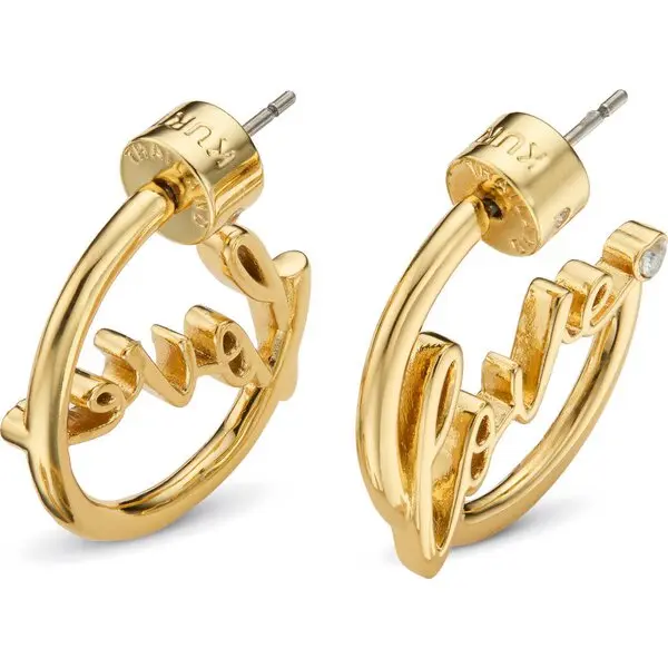Kurt Geiger Love Script Hoop Earrings - Gold