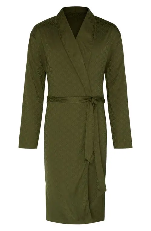 SAVAGE X FENTY Savage X Satin Jacquard Robe - Camo Green X Hatch Jacquard