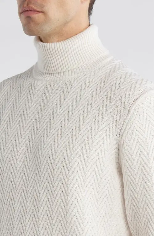 BOSS Hatilo Chevron Stitch Turtleneck Virgin Wool Sweater