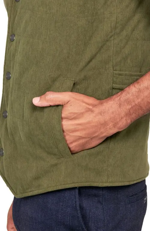 W.R.K Slim Fit Camp Collar Corduroy Vest - Olive