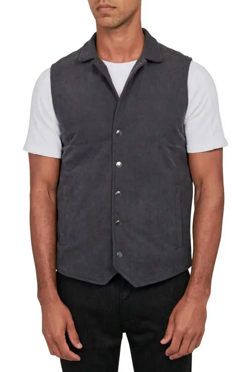 W.R.K Slim-fit Camp Collar Corduroy Snap-up Vest - Grey