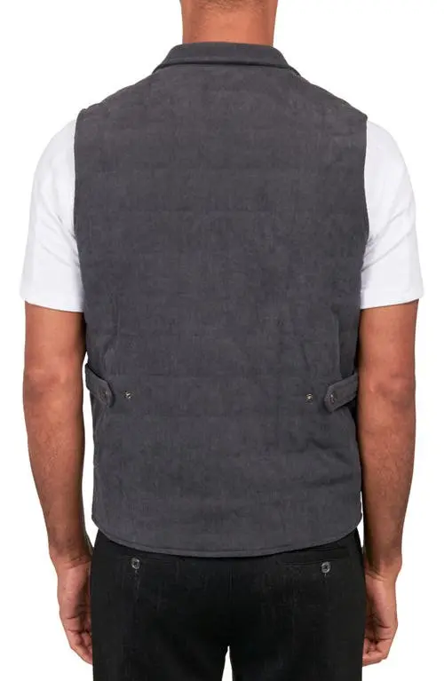 W.R.K Slim-fit Camp Collar Corduroy Snap-up Vest - Grey