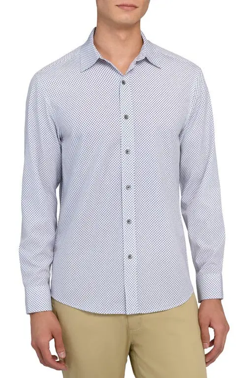 W.R.K Slim Fit Geometric Print Performance Button-up Shirt - White