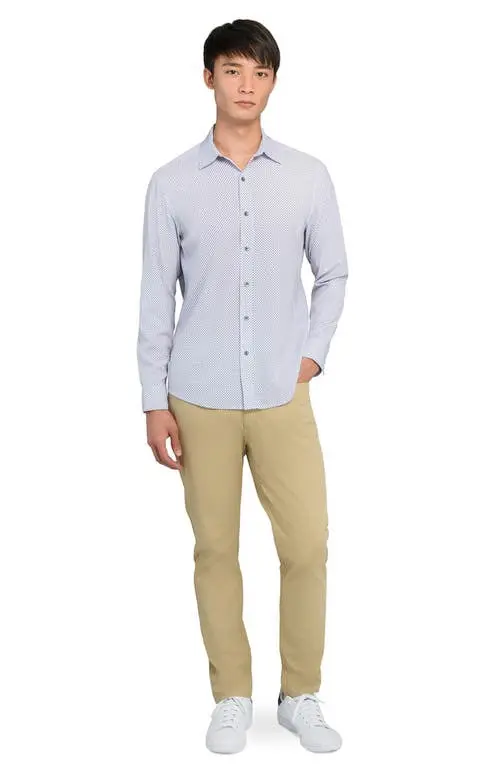 W.R.K Slim Fit Geometric Print Performance Button-up Shirt - White