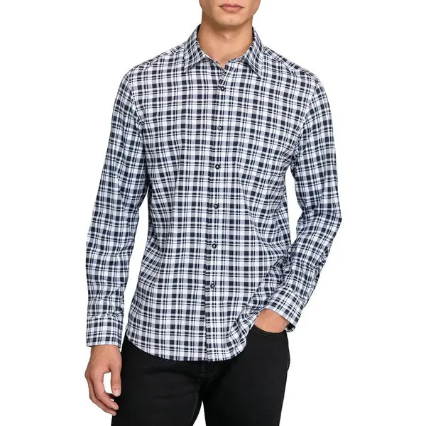W.R.K Slim Fit Plaid Reworked Cotton Button-up Shirt - White/black