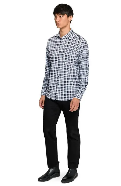 W.R.K Slim Fit Plaid Reworked Cotton Button-up Shirt - White/black