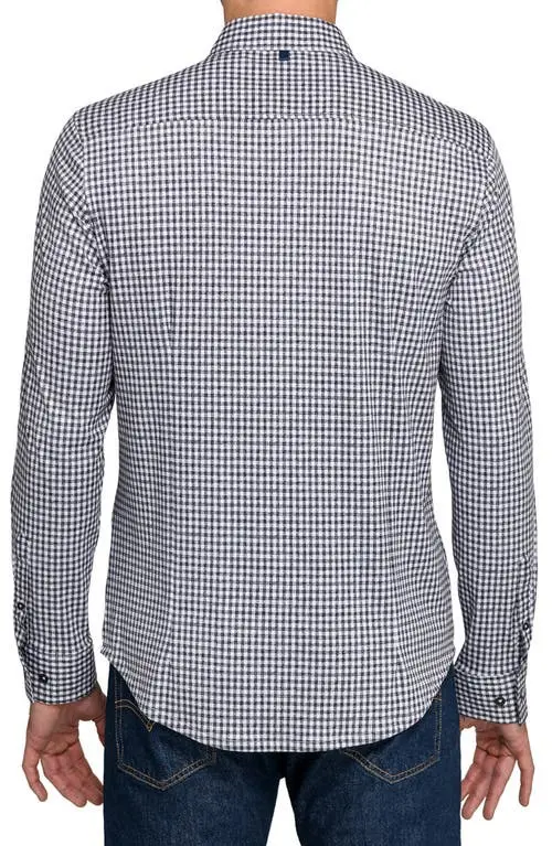 W.R.K Reworked Slim Fit Grey Gingham Check Cotton Button-up Shirt - Black/grey
