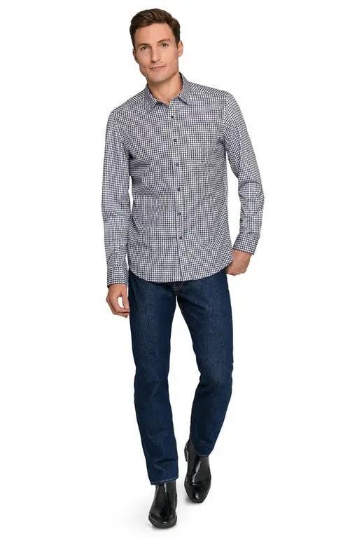 W.R.K Reworked Slim Fit Grey Gingham Check Cotton Button-up Shirt - Black/grey