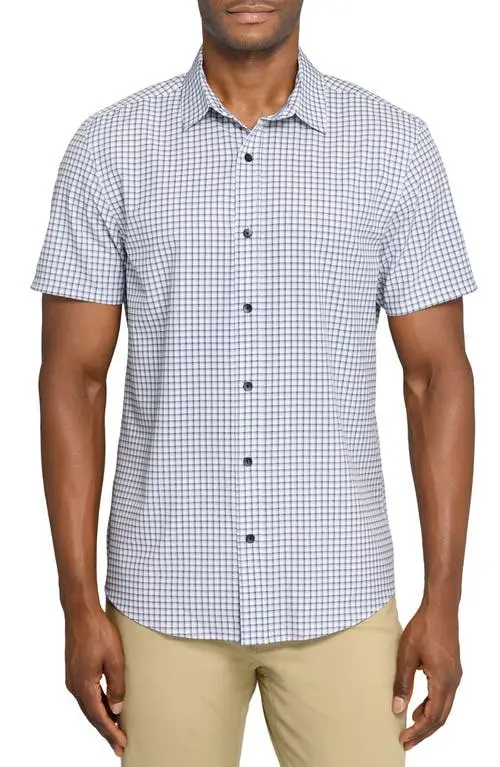 W.R.K Slim Fit Shaded Square Short Sleeve Performance Button-up Shirt - White/black