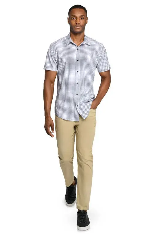 W.R.K Slim Fit Shaded Square Short Sleeve Performance Button-up Shirt - White/black